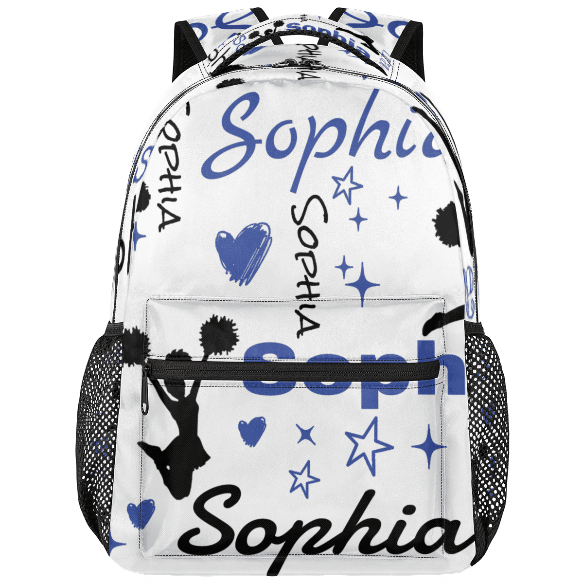 Jiaoprinted Black Blue Personalized Cheer Backpack, Custom Cheerleading ...