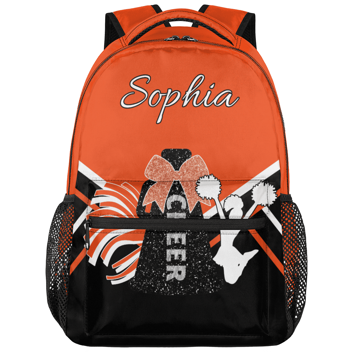 Jiaoprinted Black Orange Custom Cheer Backpack, Personalized ...