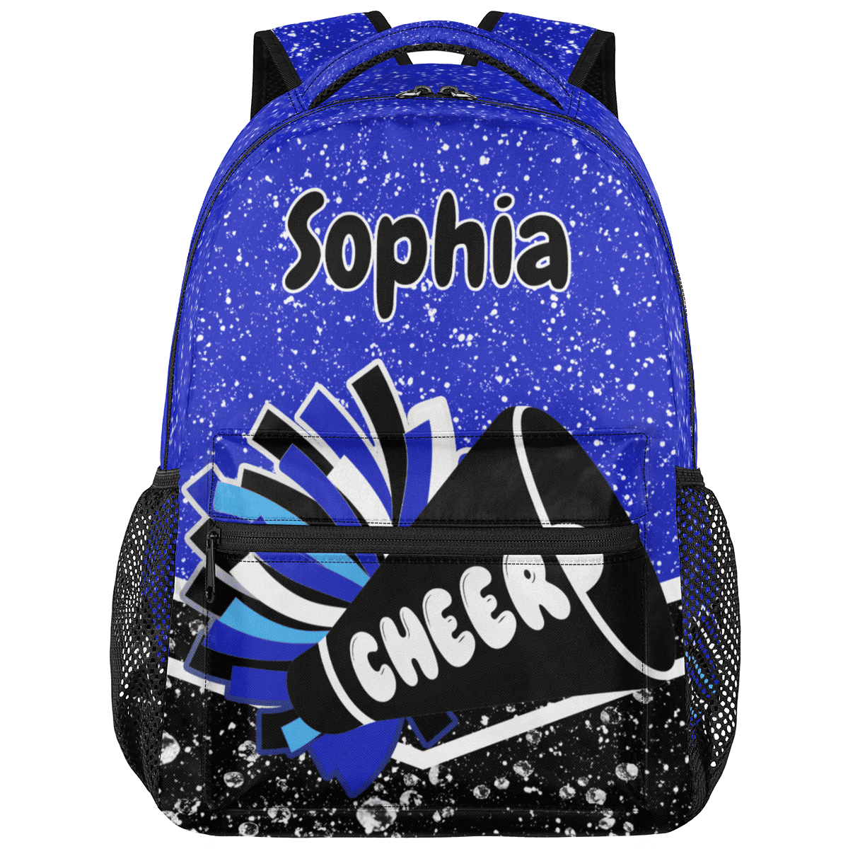 Jiaoprinted Blue Black Custom Cheer Backpack, Personalized Cheerleading ...
