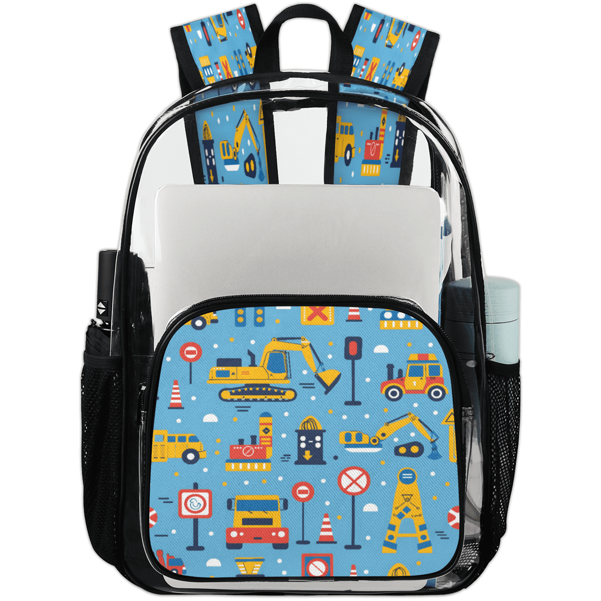 Jiaoprinted Construction Clear Backpack for Stadium Events, Yellow ...