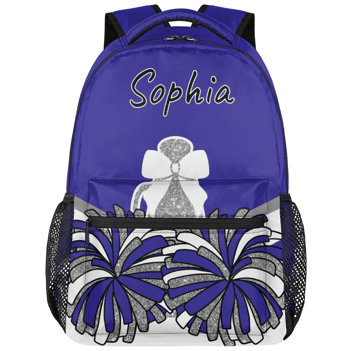 Jiaoprinted Dark Blue White Personalized Cheer Backpack, Custom ...