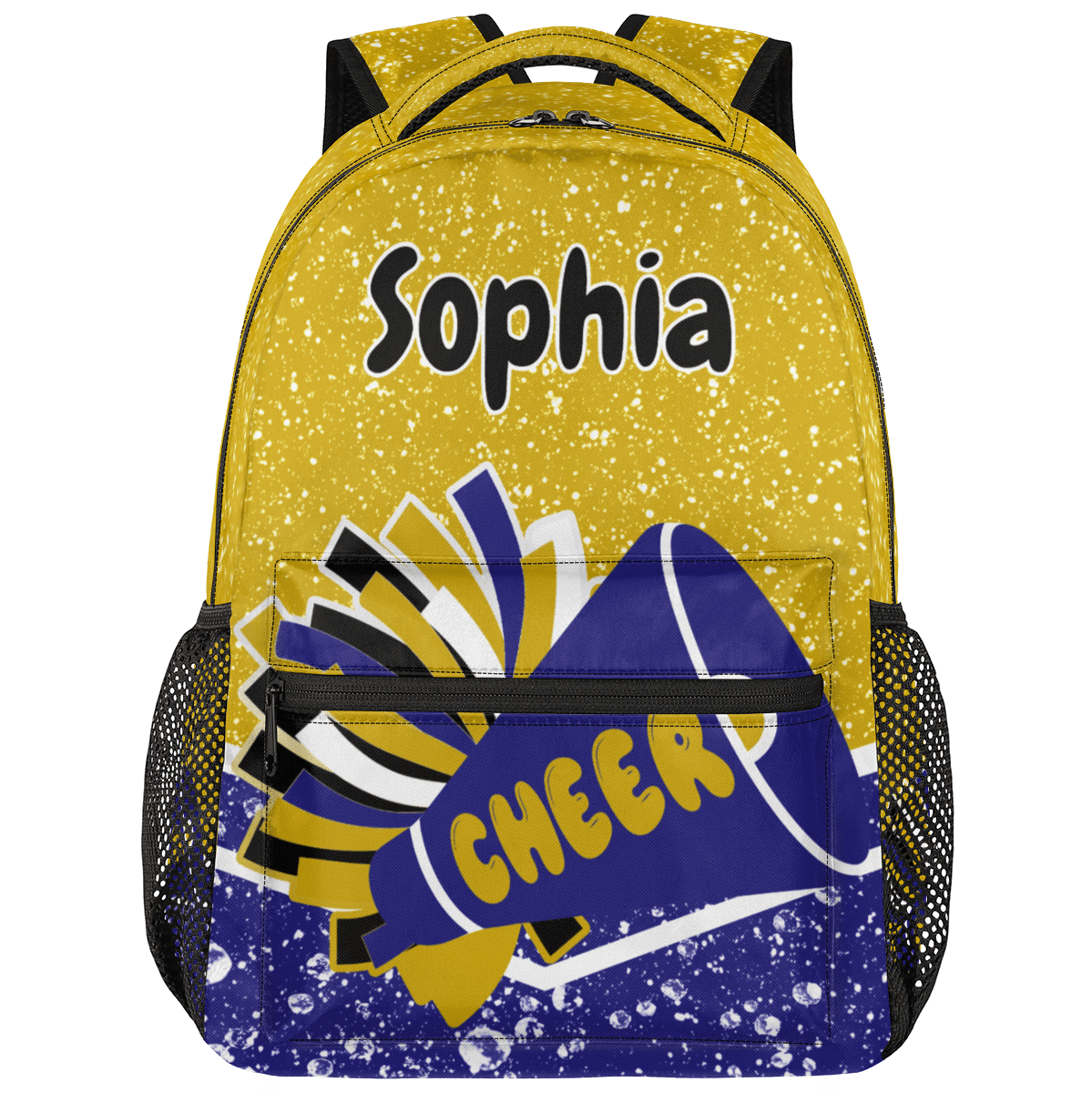 Jiaoprinted Gold Blue Custom Cheer Backpack, Personalized Cheerleading ...