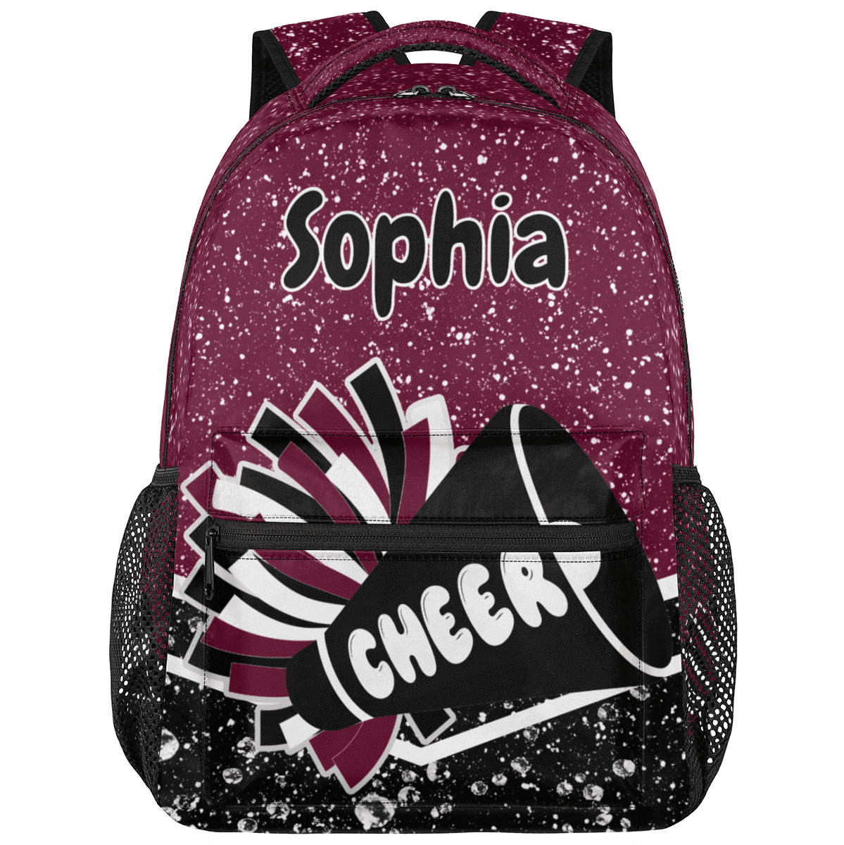 Jiaoprinted Maroon Black Custom Cheer Backpack, Personalized ...