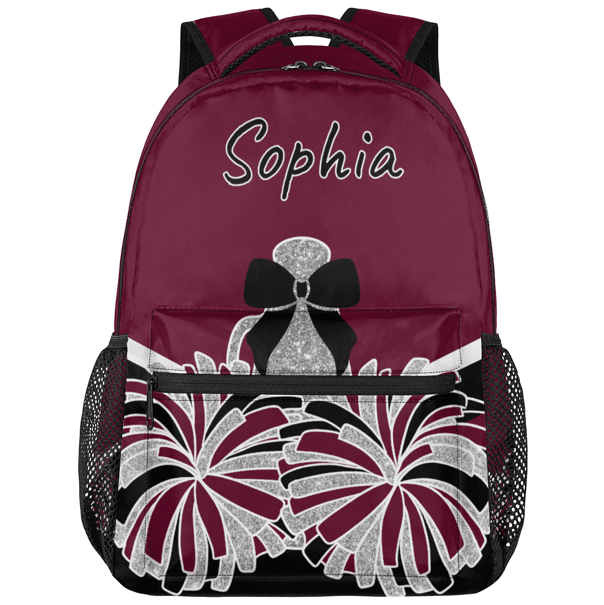 Jiaoprinted Maroon Black Personalized Cheer Backpack, Custom ...