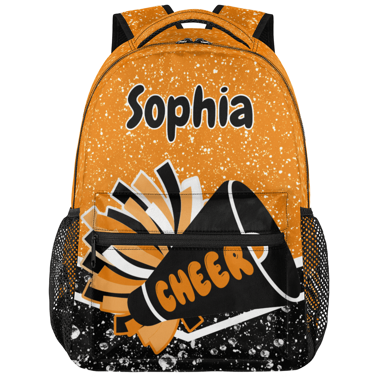 Jiaoprinted Orange Black Custom Cheer Backpack, Personalized ...