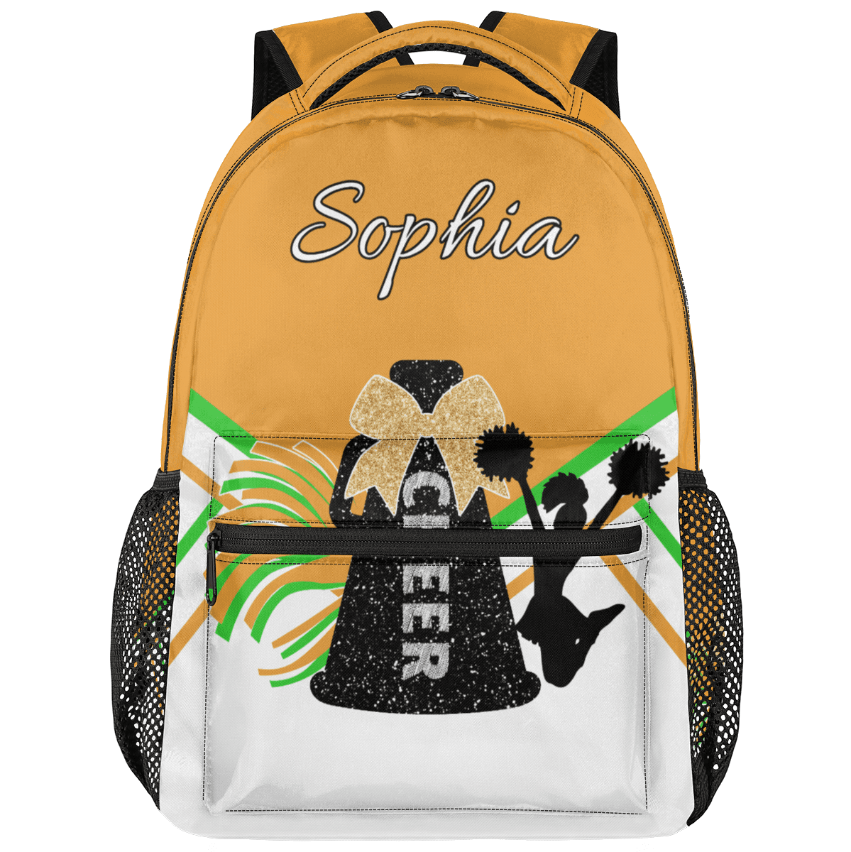 Jiaoprinted Orange White Custom Cheer Backpack, Personalized ...