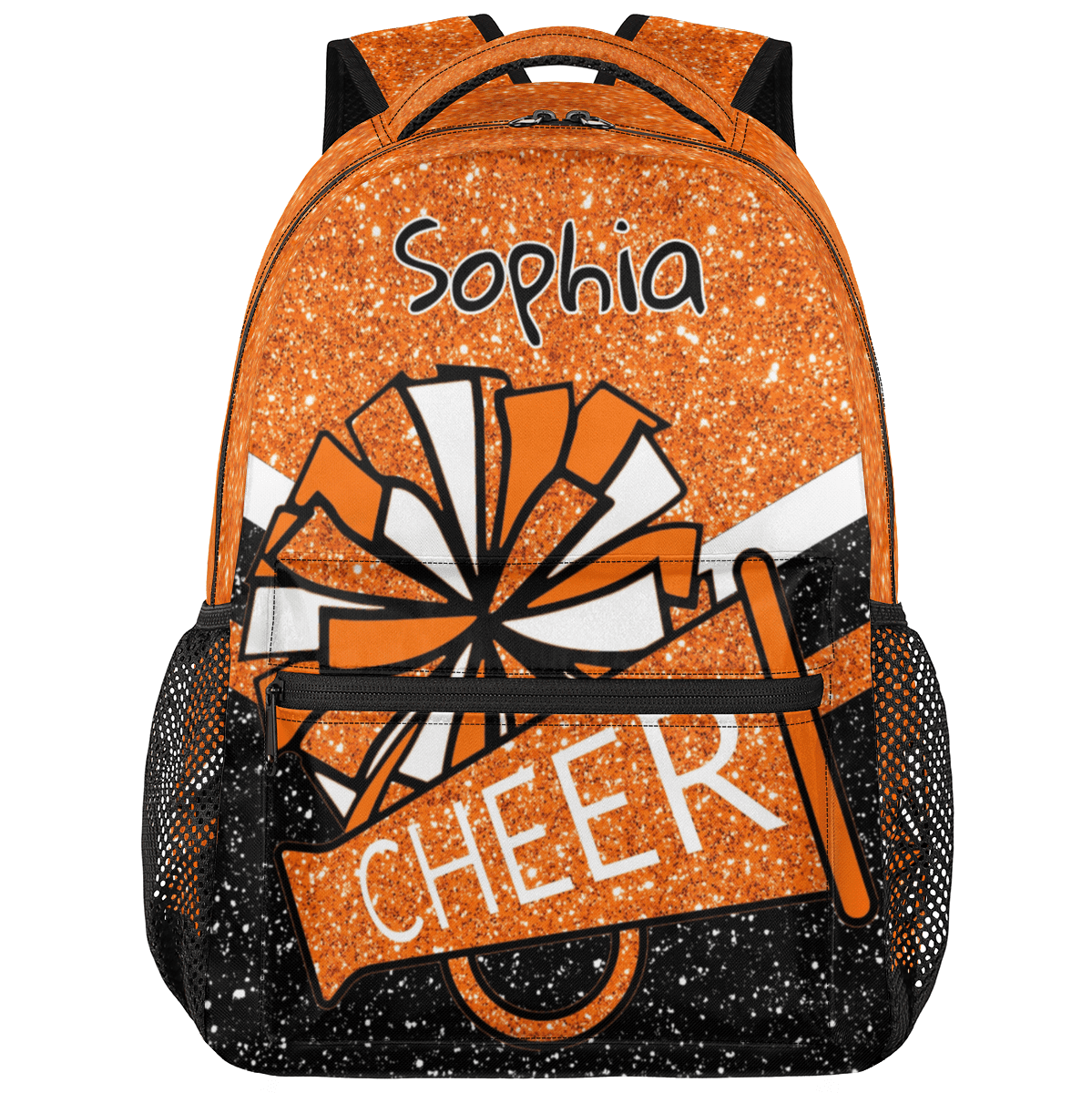 Jiaoprinted Personalized Orange Glitter Cheer Backpack for Cheerleaders ...