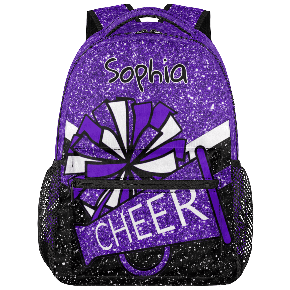 Jiaoprinted Personalized Purple Glitter Cheer Backpack for Cheerleaders ...