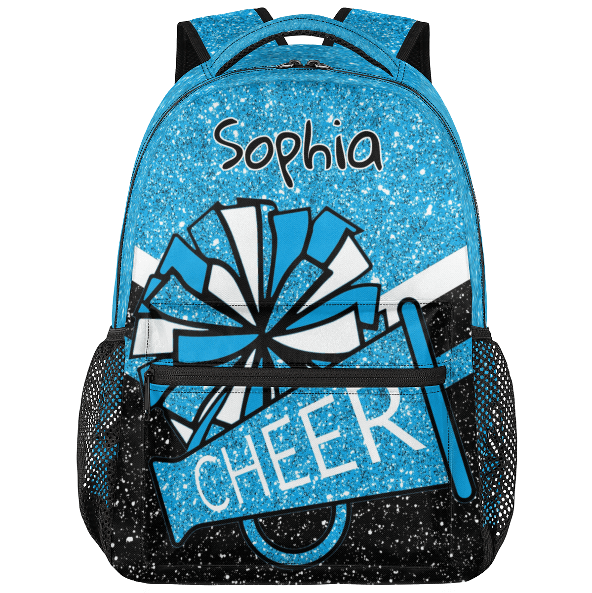 Jiaoprinted Personalized Sky Blue Glitter Cheer Backpack for ...