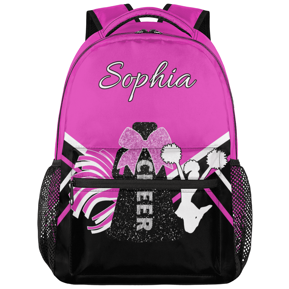 Jiaoprinted Pink Black Custom Cheer Backpack, Personalized Cheerleading ...