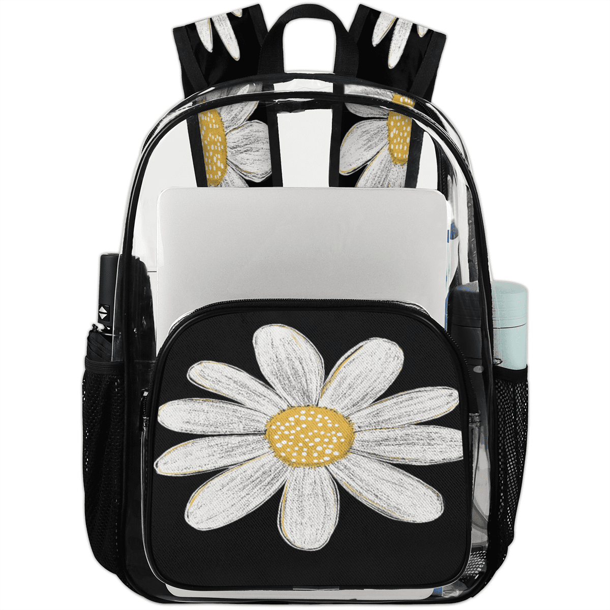 Jiaoprinted White Daisy Clear Backpack for Stadium Events, Floral ...