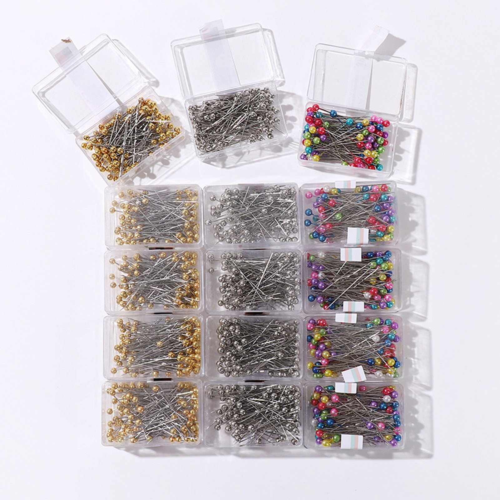 Jiaroswwei 100Pcs/Box Colorful Round Top Hijab Pins with Storage Box ...