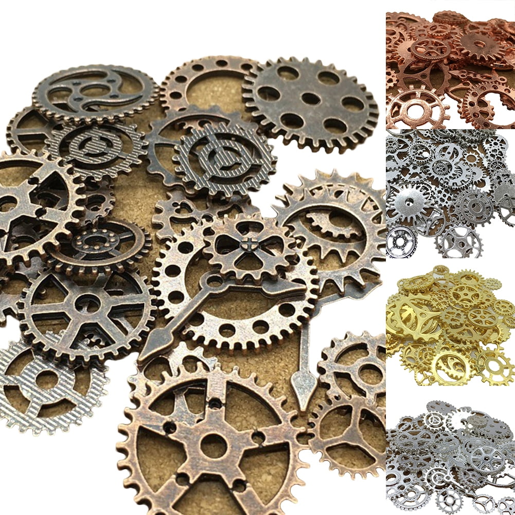 Jiaroswwei 100g Vintage Cogs Jewelry Making DIY Alloy Steampunk Gear ...