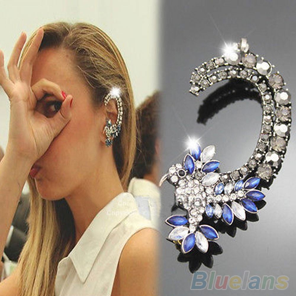 Jiaroswwei 1Pc Women Vintage Rhinestone Hummingbird Bird Ear Cuff ...