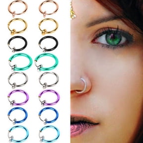HELEVIA 5 Pair Faux Jewelry - Stainless Steel Magnetic Fake Septum Nose ...