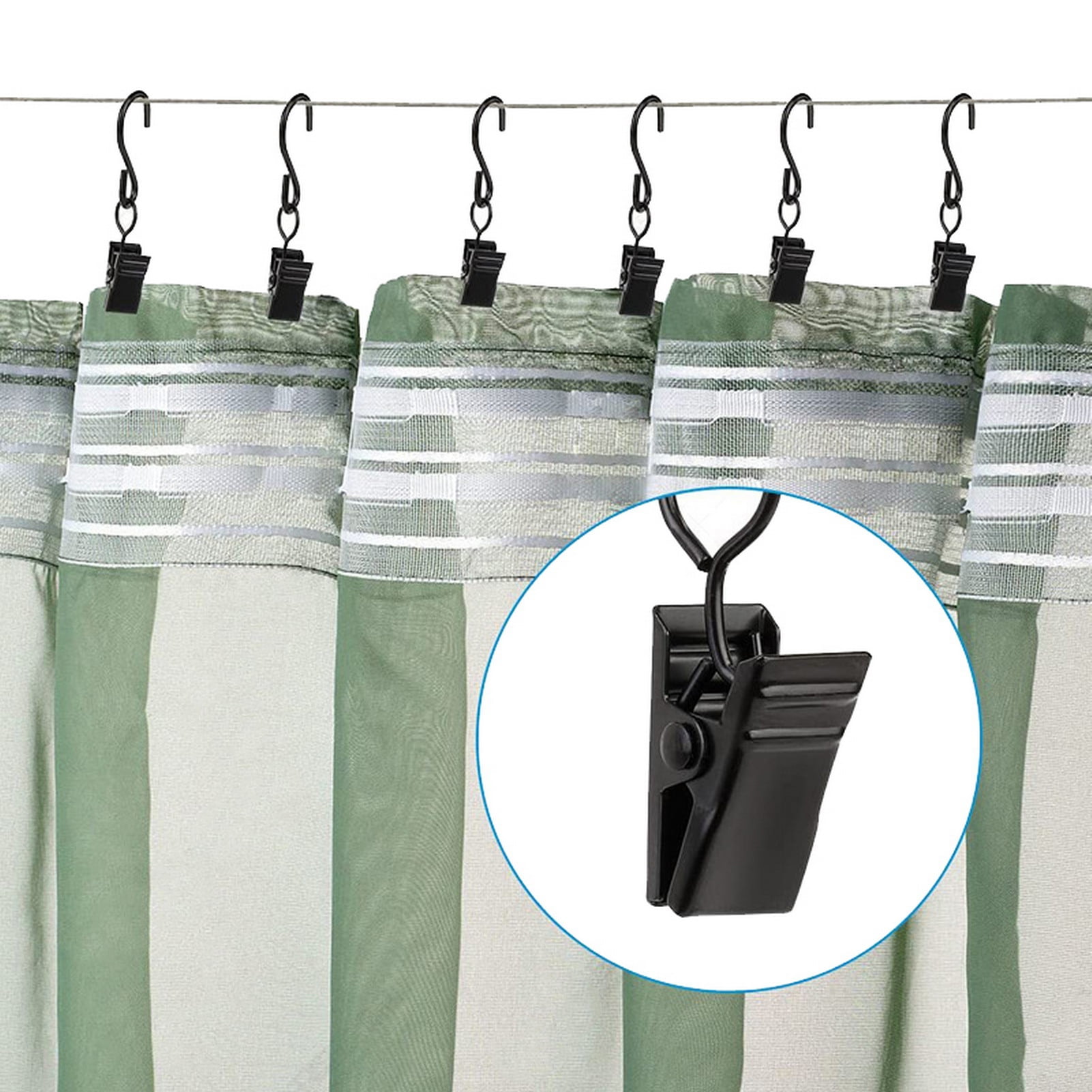 Jiaroswwei 46Pcs Metal Curtain Clip S-shaped Hook Heavy Duty Steel ...