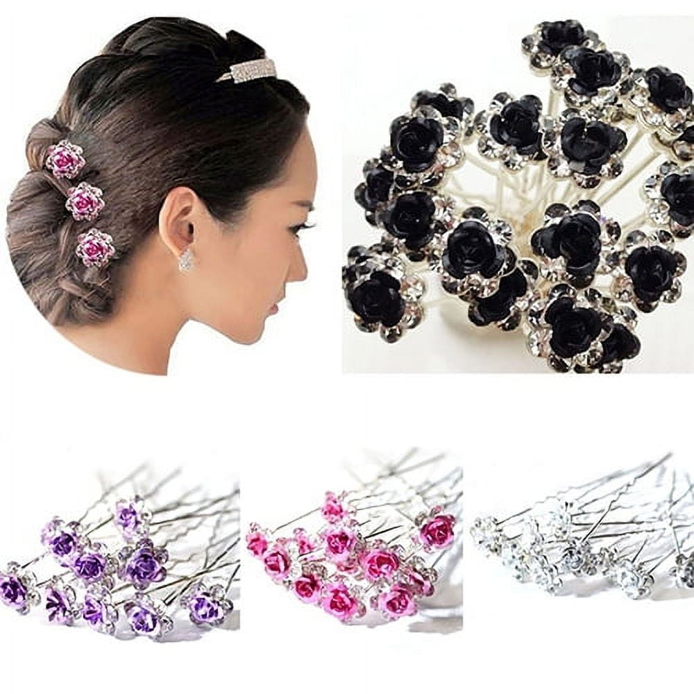 Jiaroswwei 5Pcs Chic Engagement Wedding Shiny Rhinestone Hair Clips ...