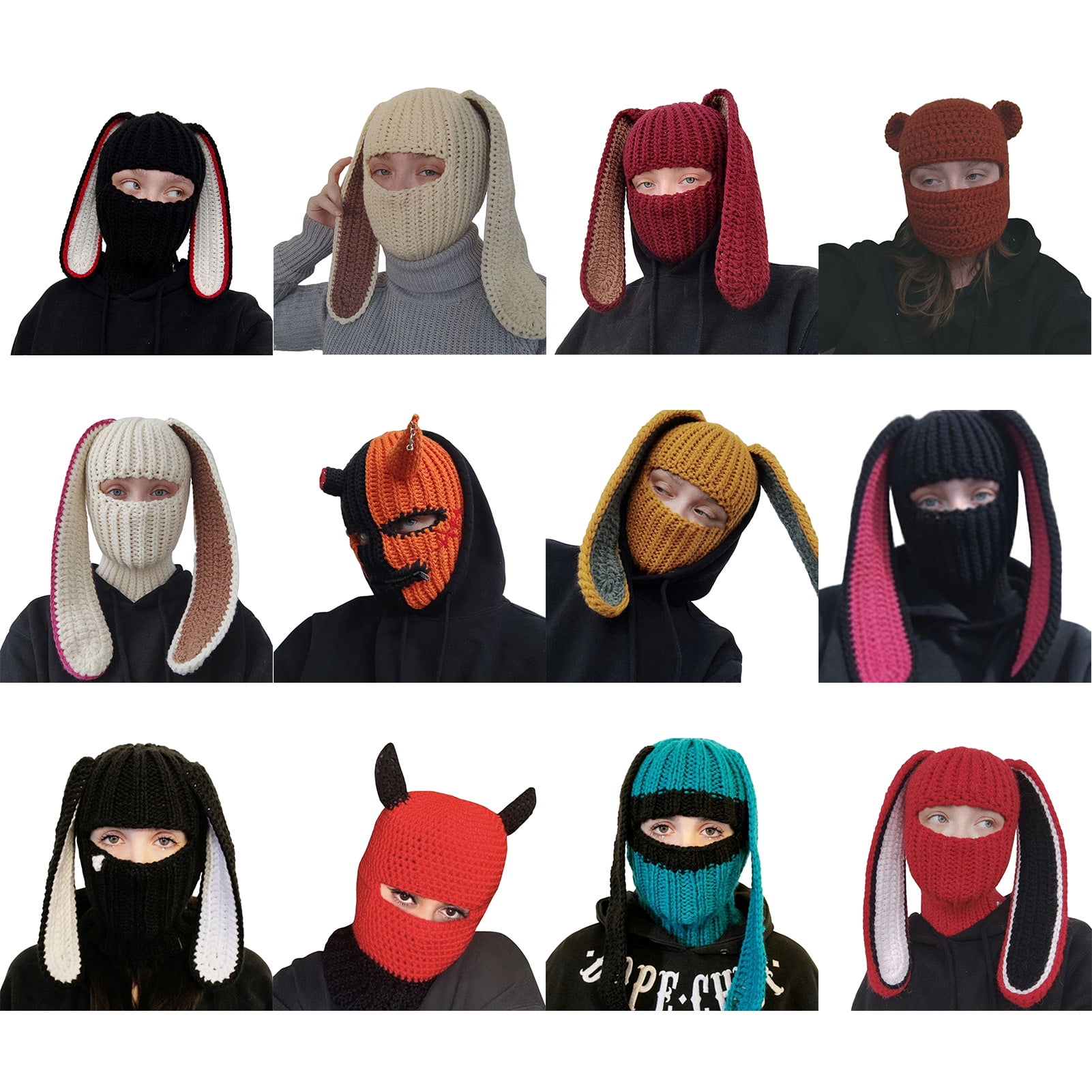 Jiaroswwei Balaclava Hat Long Bunny Ears Comfortable Windproof ...