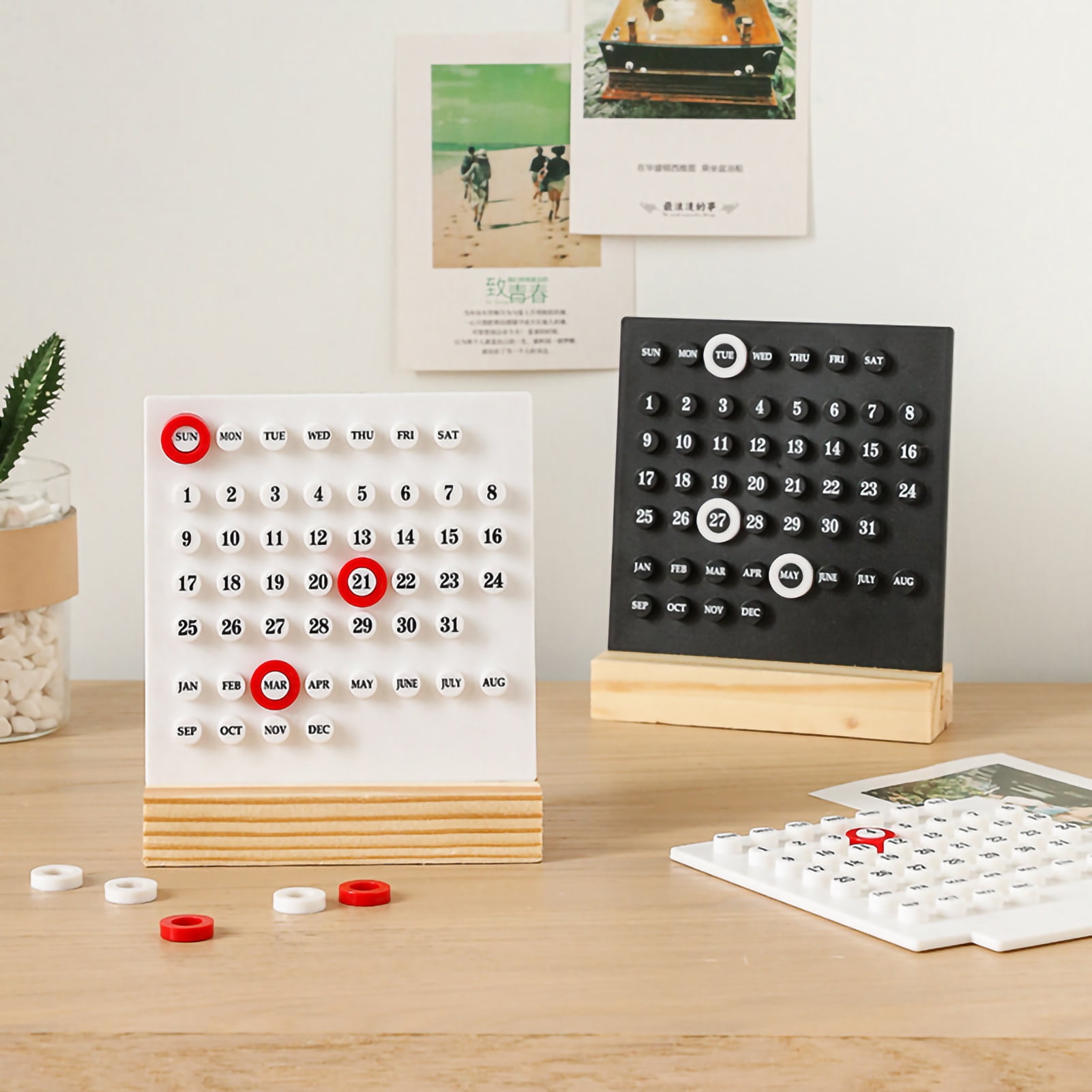 Jiaroswwei Creative Wooden Calendar Ornament with Circle Year of 2024 ...