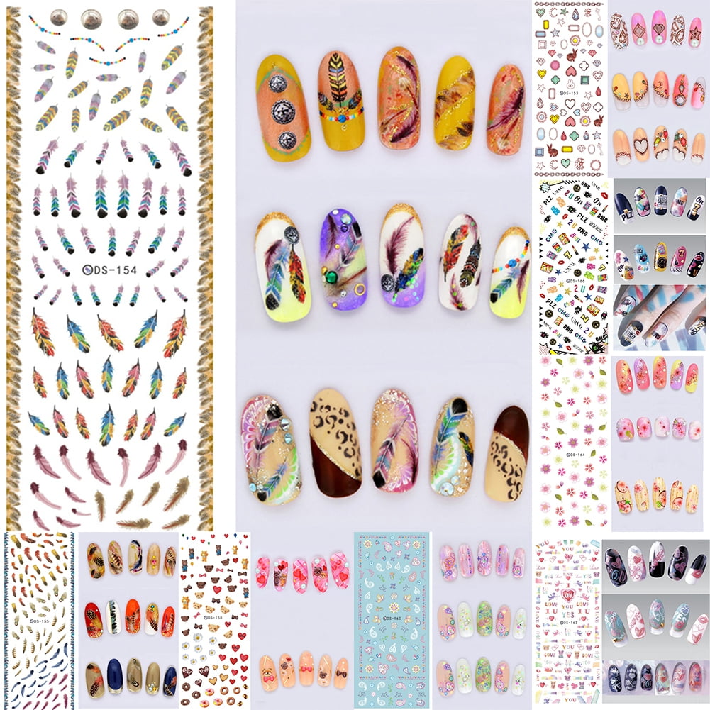 Jiaroswwei DIY Design Water Transfer Nail Art Wrap Sticker Watermark ...
