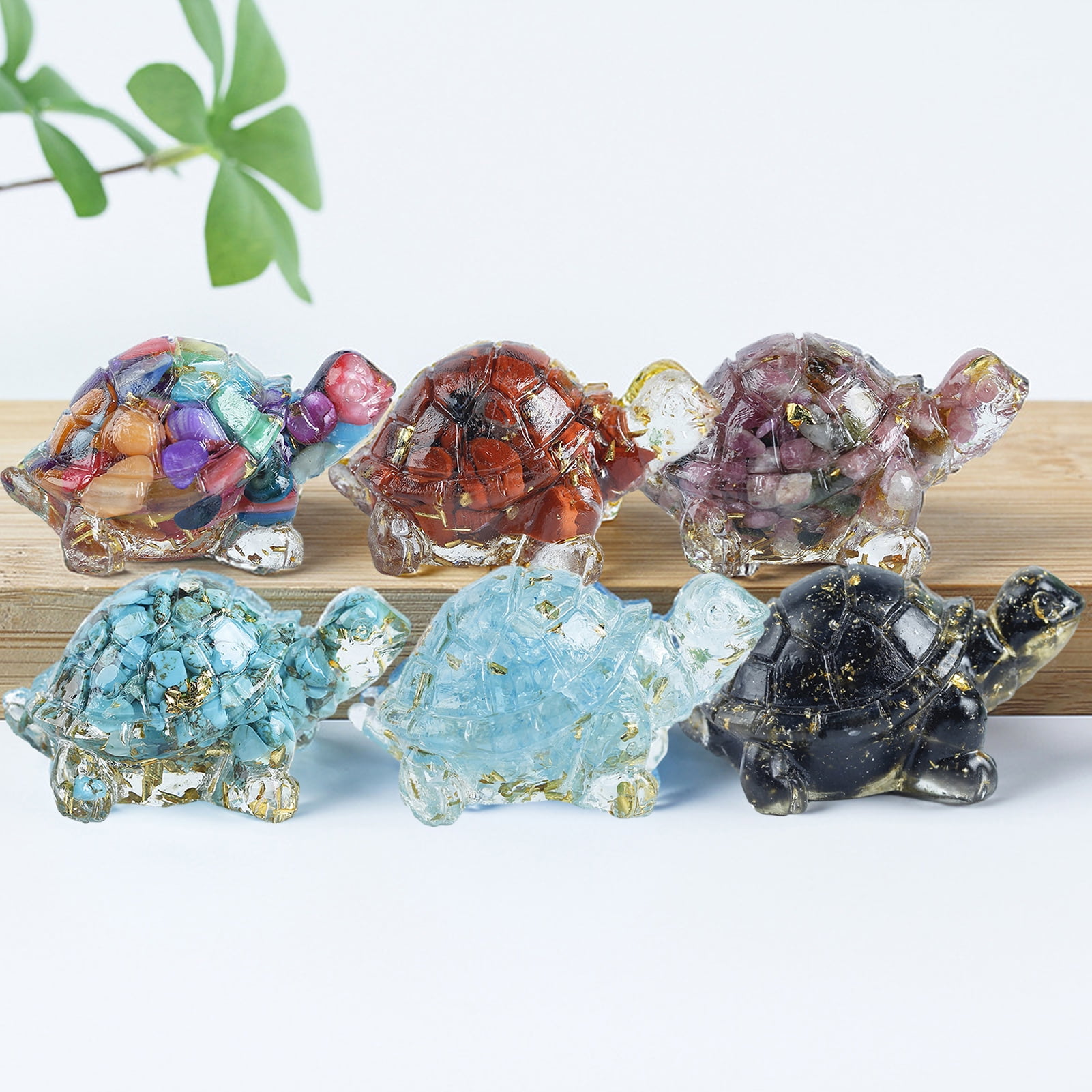 Jiaroswwei Faux Crystal Turtle Figurine Artificial Tortoise Miniature ...