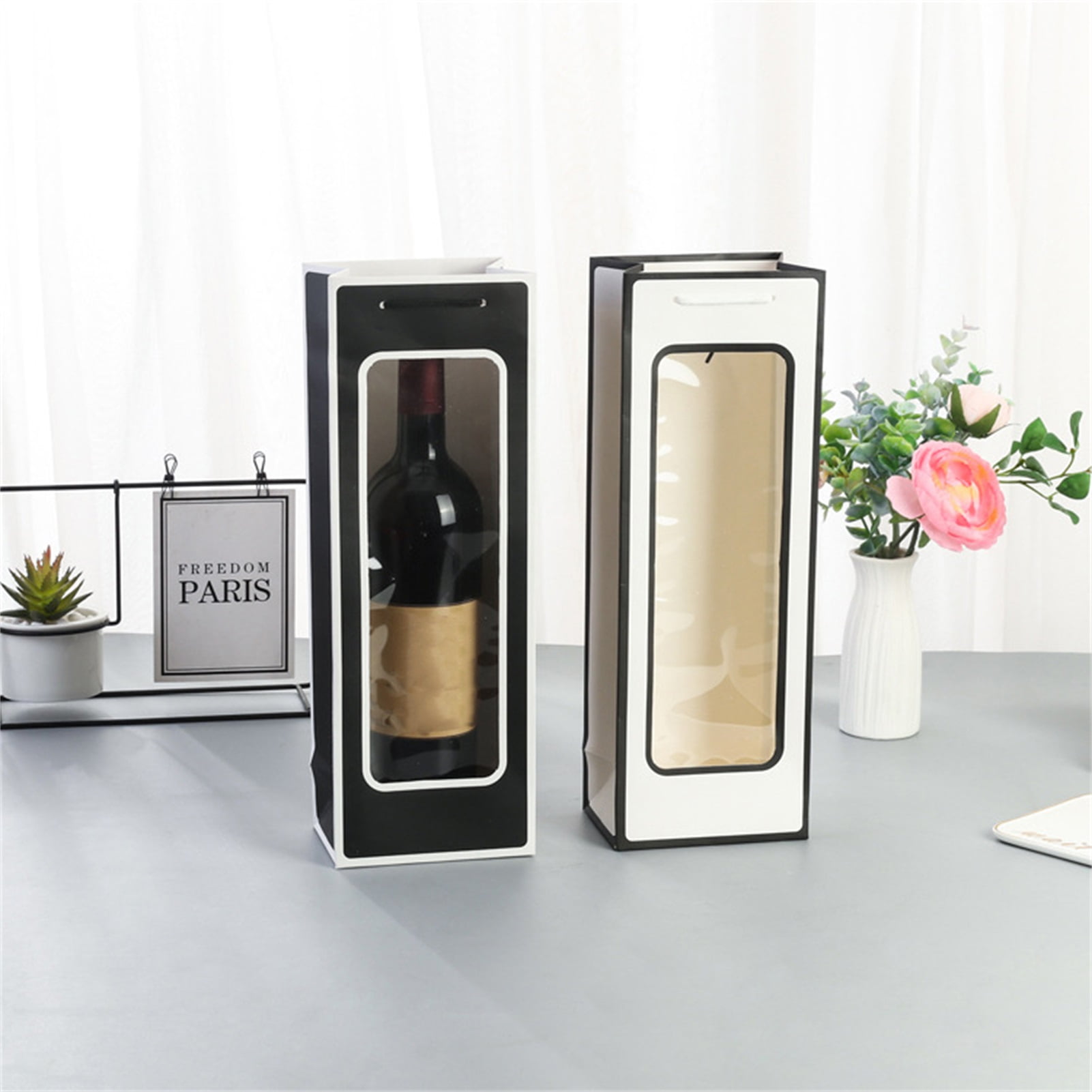 Jiaroswwei Kraft Paper Bag Decorative Oblong Shape Detachable Carry ...