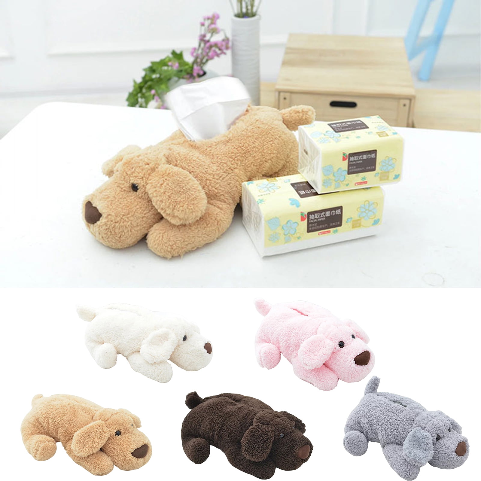 Jiaroswwei Large Size Elastic Band Tissue Box Cover Cute Plush Teddy ...