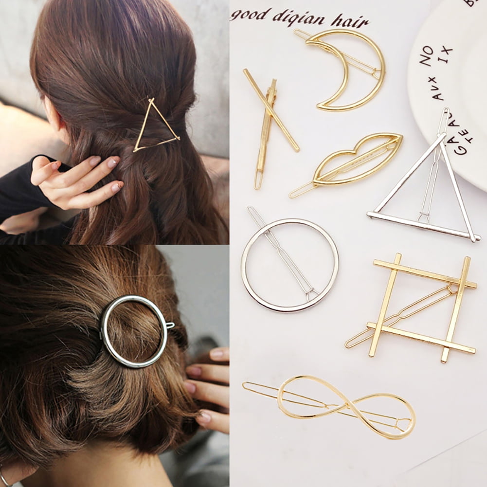 Jiaroswwei Minimalist Women Geometric Circle Moon Metal Hairpin Hair ...