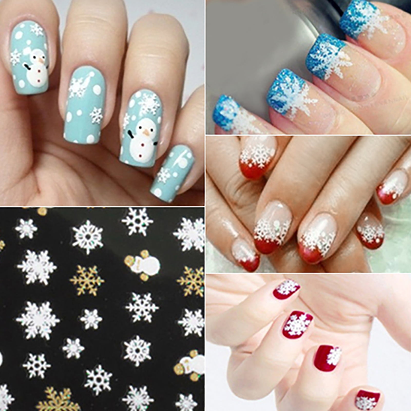 Jiaroswwei Stylish Snowflake Pattern Solid Color Nail Sticker ...