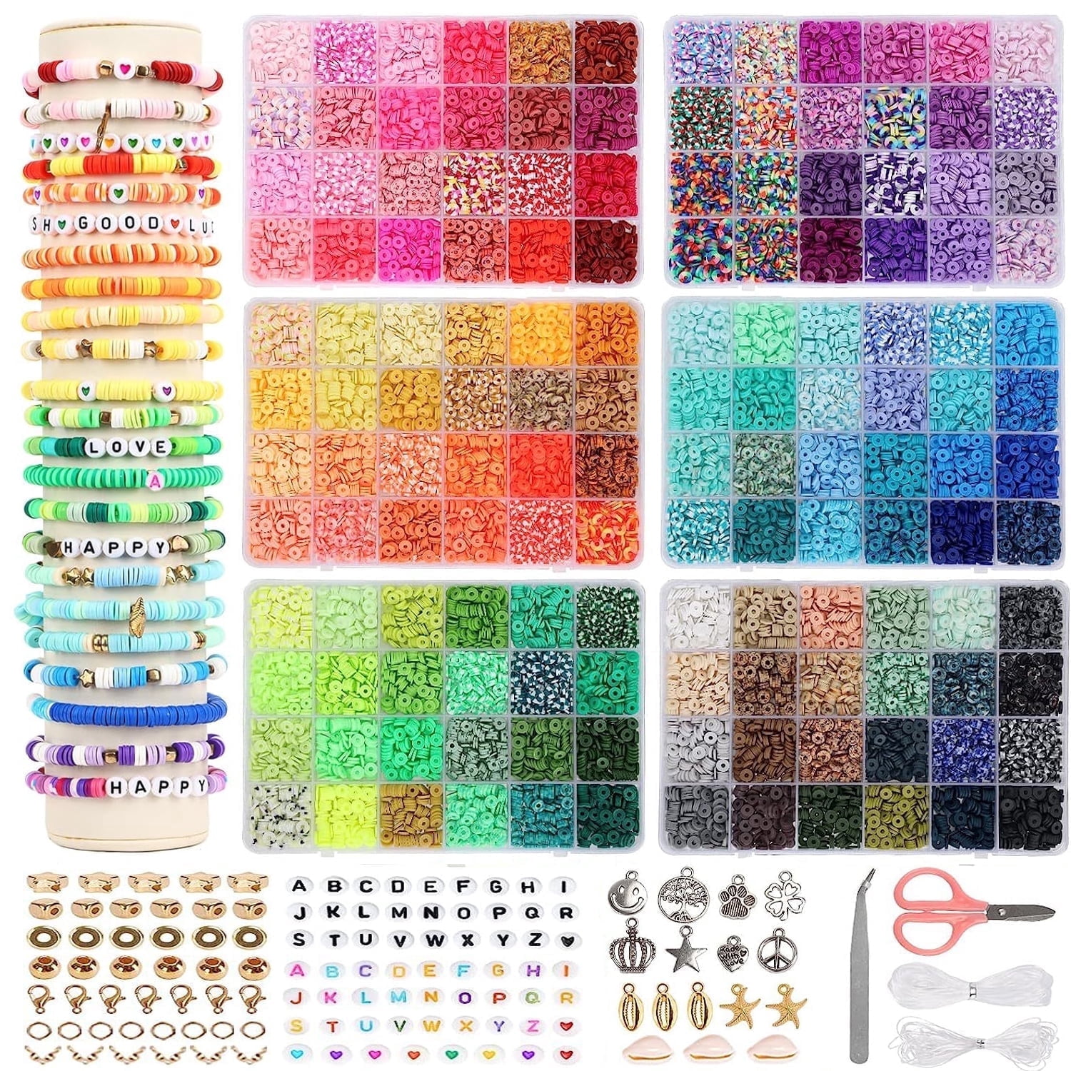 Jiaroutk Clay Beads for Jewelry Making Kit, 144 Colors 6mm Polymer ...