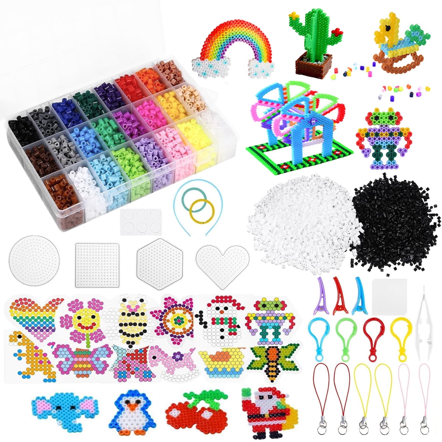 Jiaroutk Fuse Beads Kit, 24 Colors 5mm Melting Beads Set with Pegboards ...