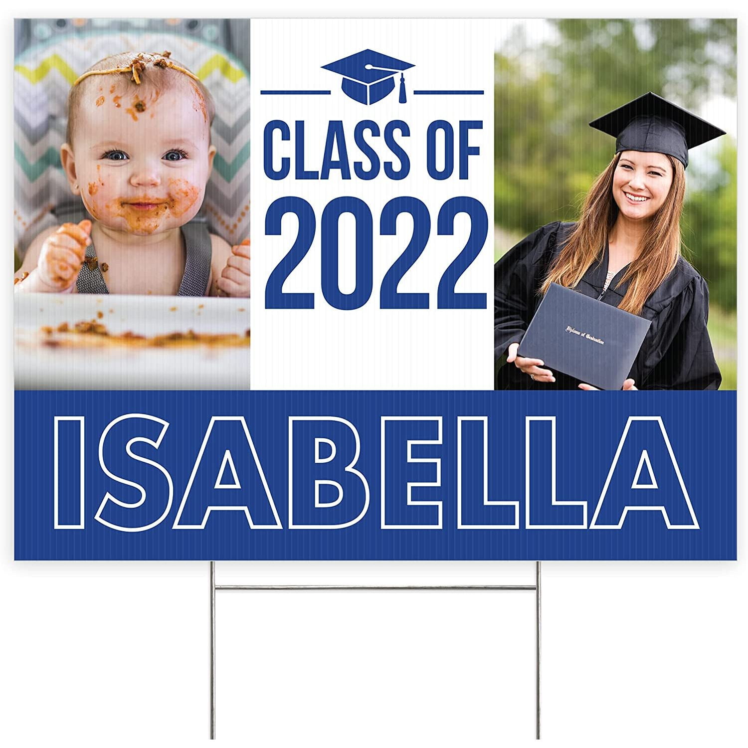 Jiarui All Grown Up Graduation 1-Sided Photo Yard Sign - Class of 2022 - Blue - Walmart.com