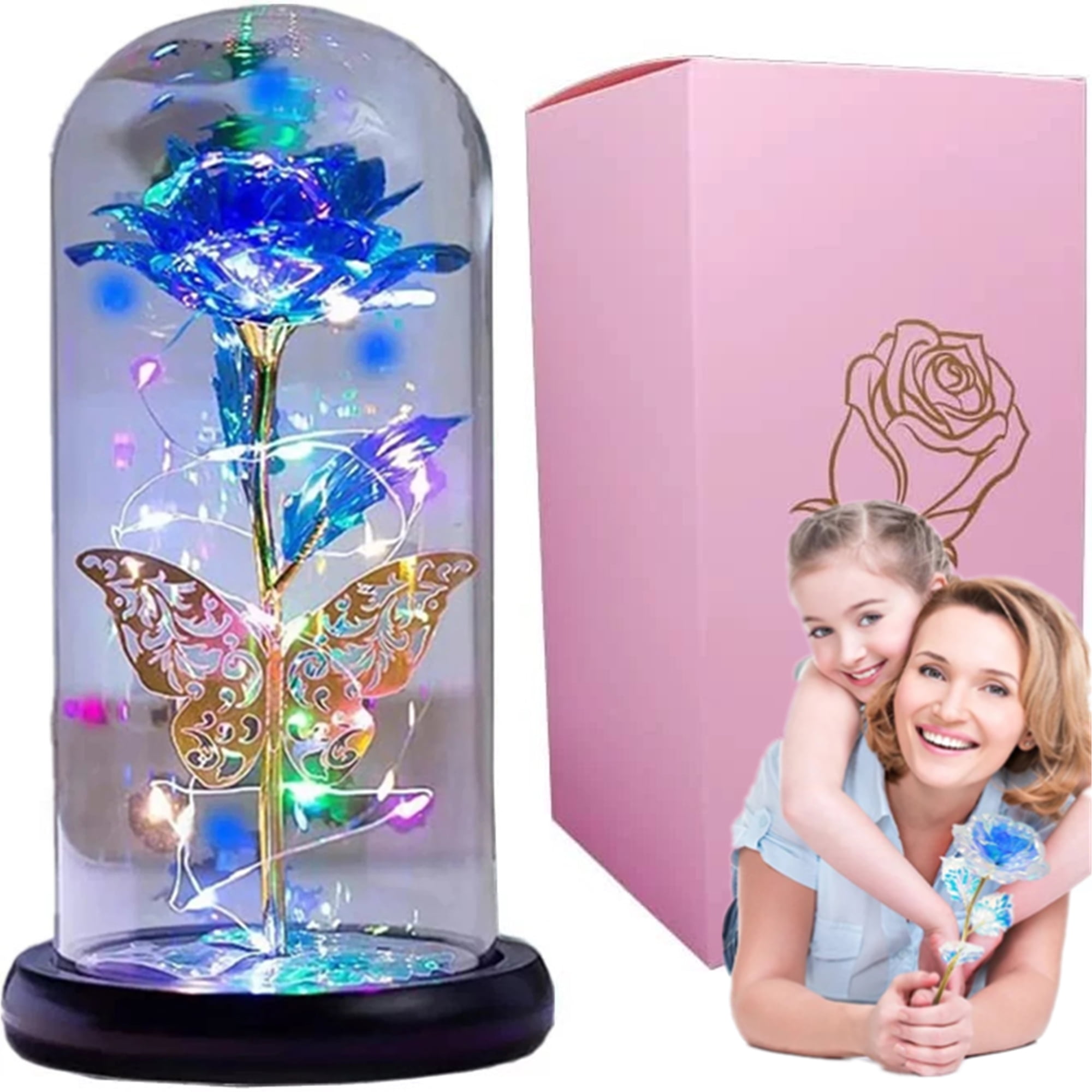 Jiarui Colorful 22” Artificial Plastic Blue Rose Valentine's Day Bouquet - Walmart.com