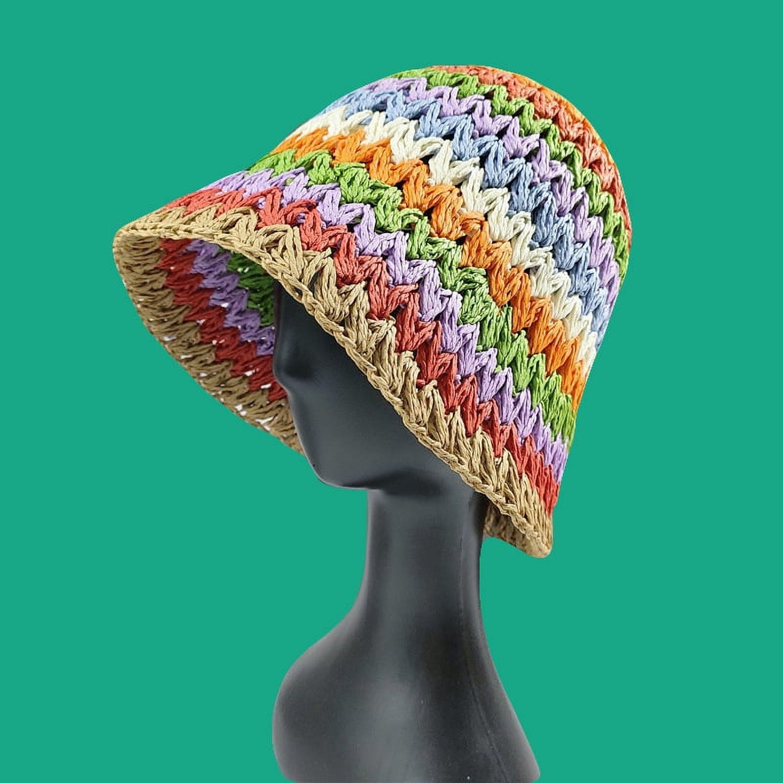 Jiawei Instagram Influencer Rainbow Grass Woven Fisherman Hat, Fashionable Summer Straw Hat ...