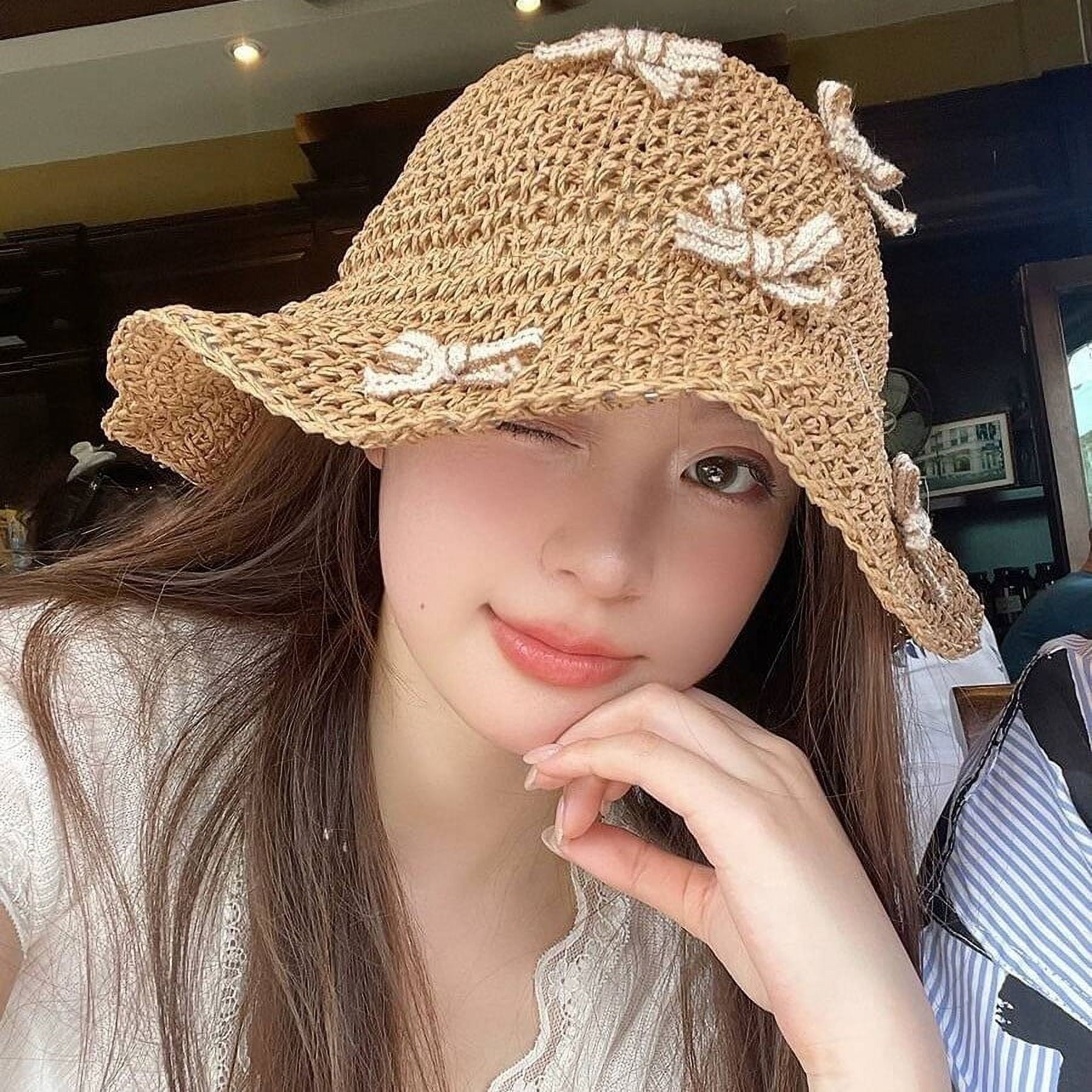 Jiawei Instagram~Korean Version Sunshade Straw Hat, Sweet Butterfly ...