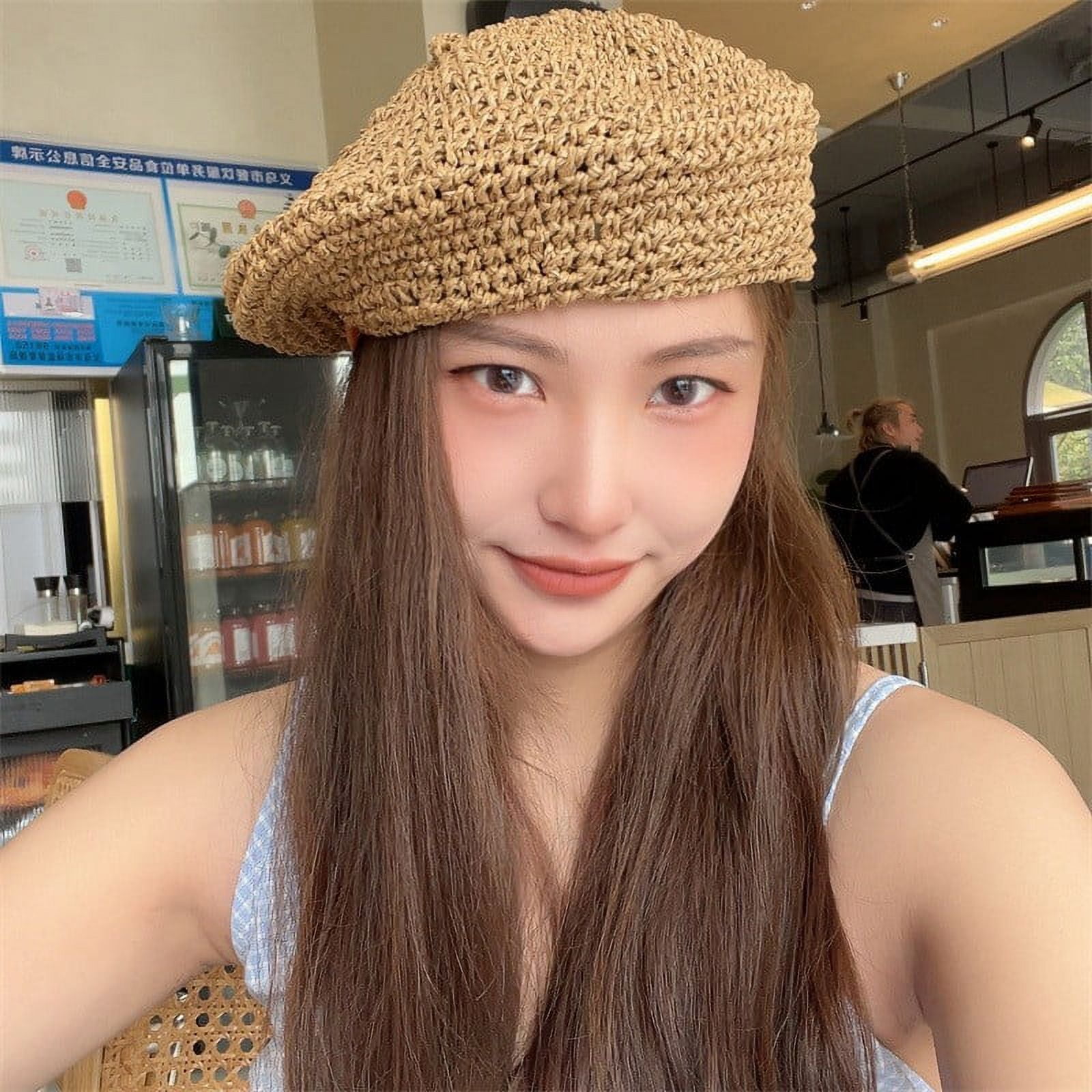 Jiawei Summer Grass Knitted Beret For Female Japanese Fashion Internet Celebrity, Elegant ...