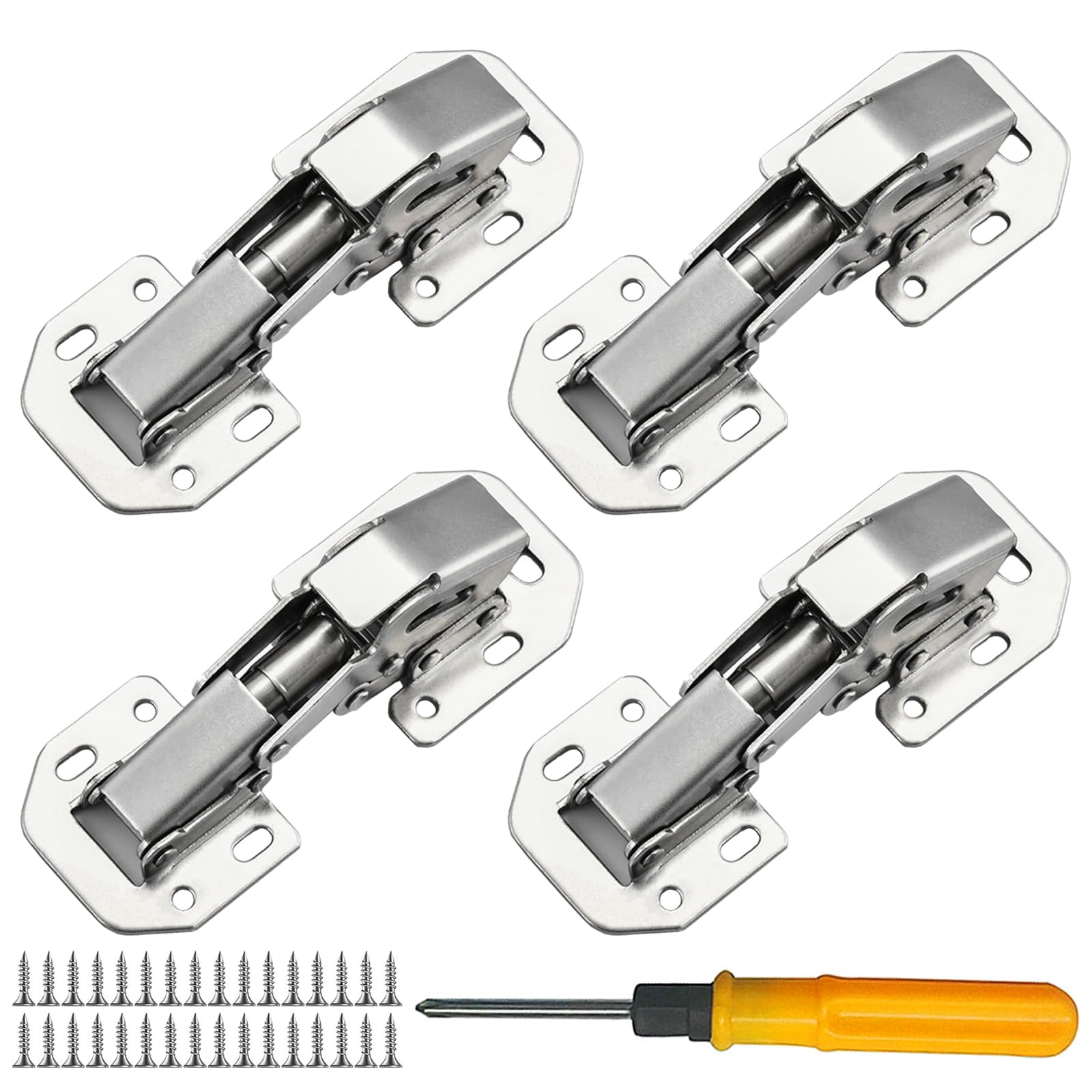 Jiaxitek 4 Pack Soft Close Damping Hinges, 90 Degree Cabinet Hinges ...