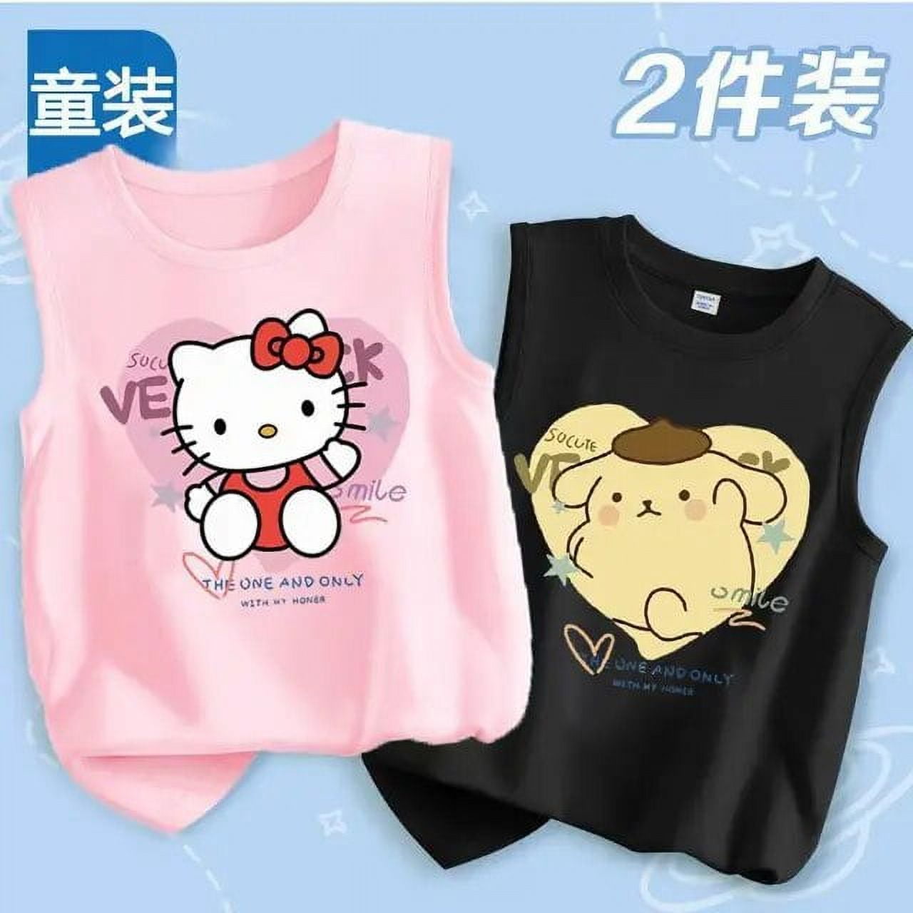 Jiayi 2 Pieces/set Sanrio Hello Kitty Purin Dog T-Shirt Anime Cartoon ...