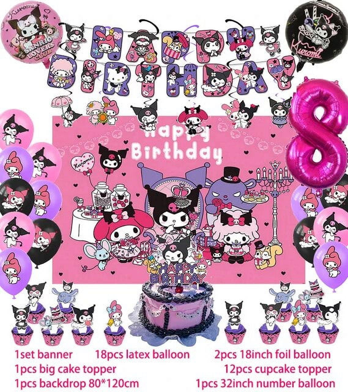 Jiayi Cartoon Kuromi Birthday Party Decoration Balloon Banner Backdrop Kuromi Tableware Cake
