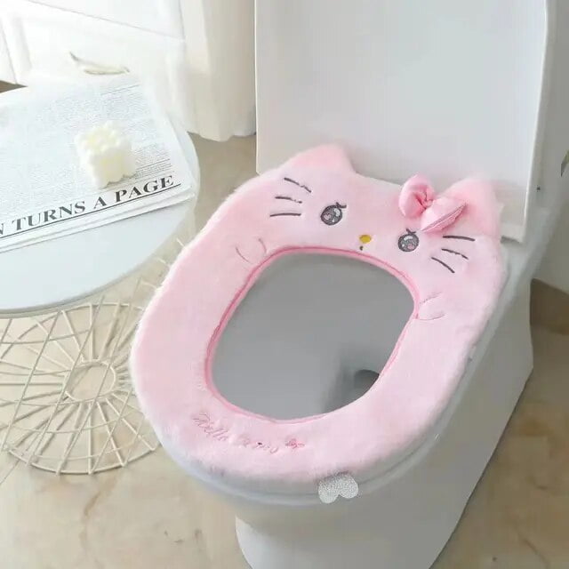 Jiayi Hello Kitty Kuromi Cinnamoroll My Melody Kawaii Cute Toilet Seat Toilet Mat Plush Warm