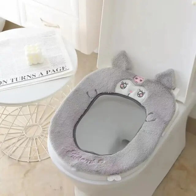 Jiayi Hello Kitty Kuromi Cinnamoroll My Melody Kawaii Cute Toilet Seat Toilet Mat Plush Warm