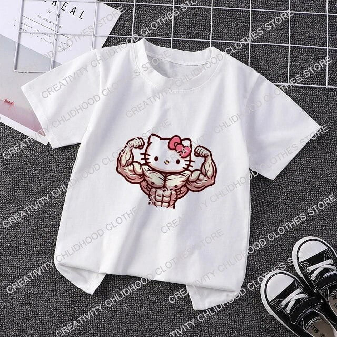 Jiayi HelloKittys Kids T-Shirt Funny Muscle Kuromi Tee Shirts Children ...