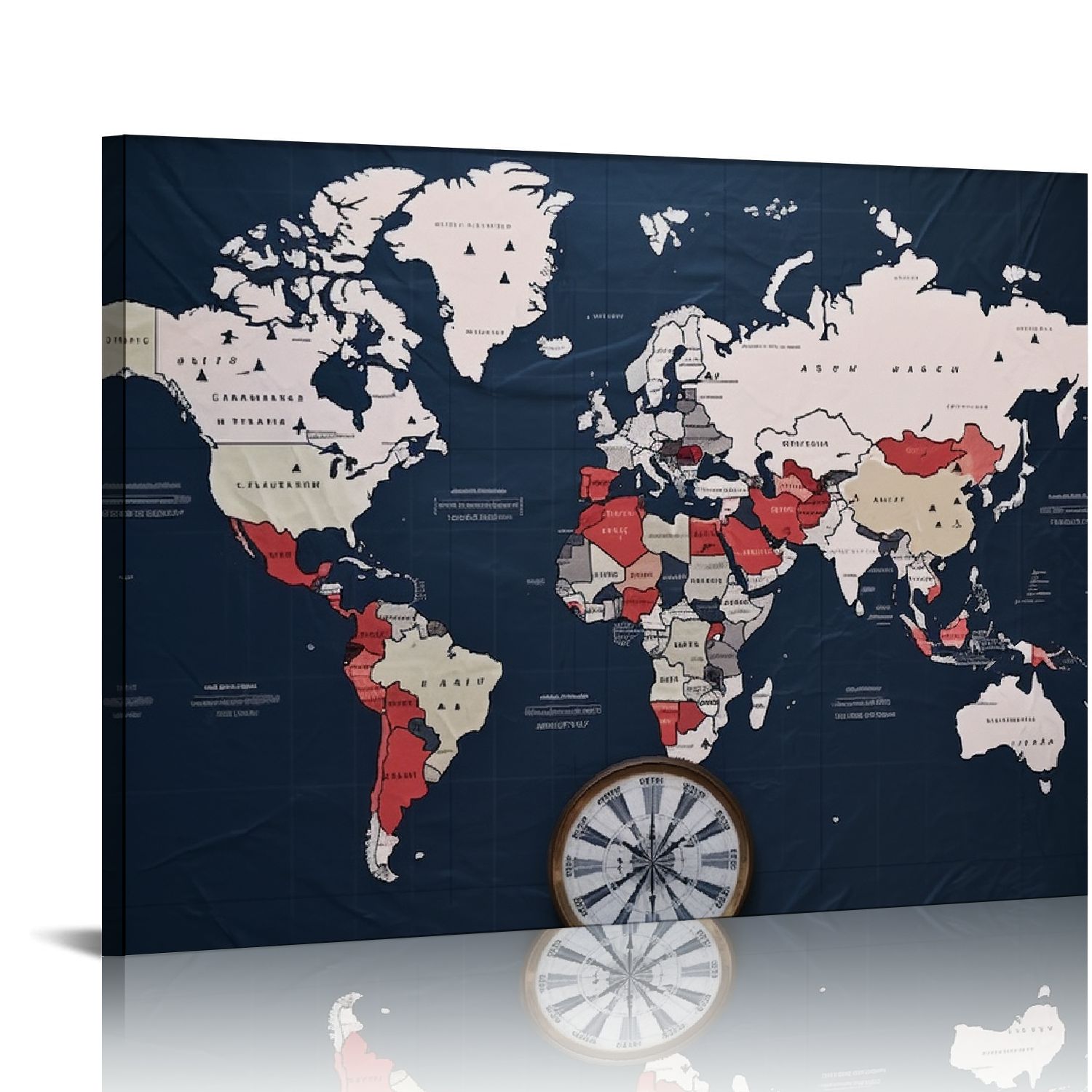 Jiayy Blue World Map Wall-Art For Office - Large World Maps For Wall ...