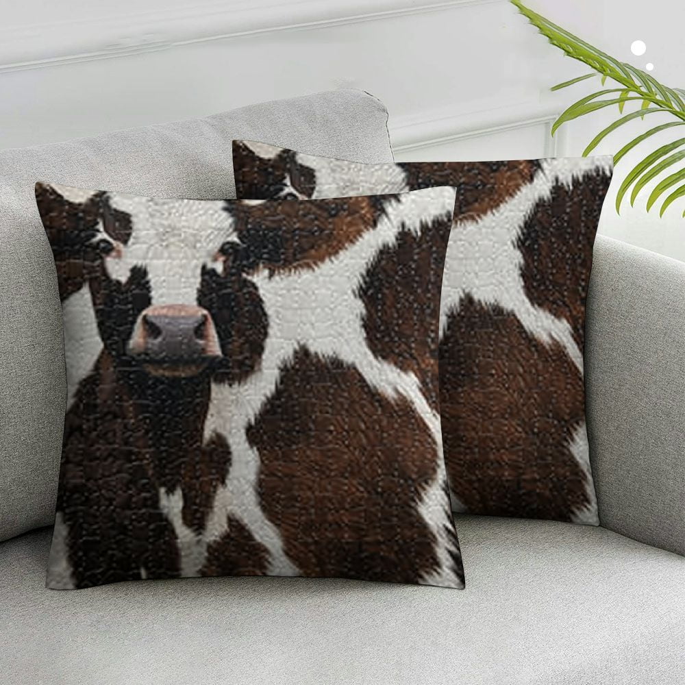 Jiayy Cow Print Decorative Throw Pillow Covers Cowhide Accent Printing ...