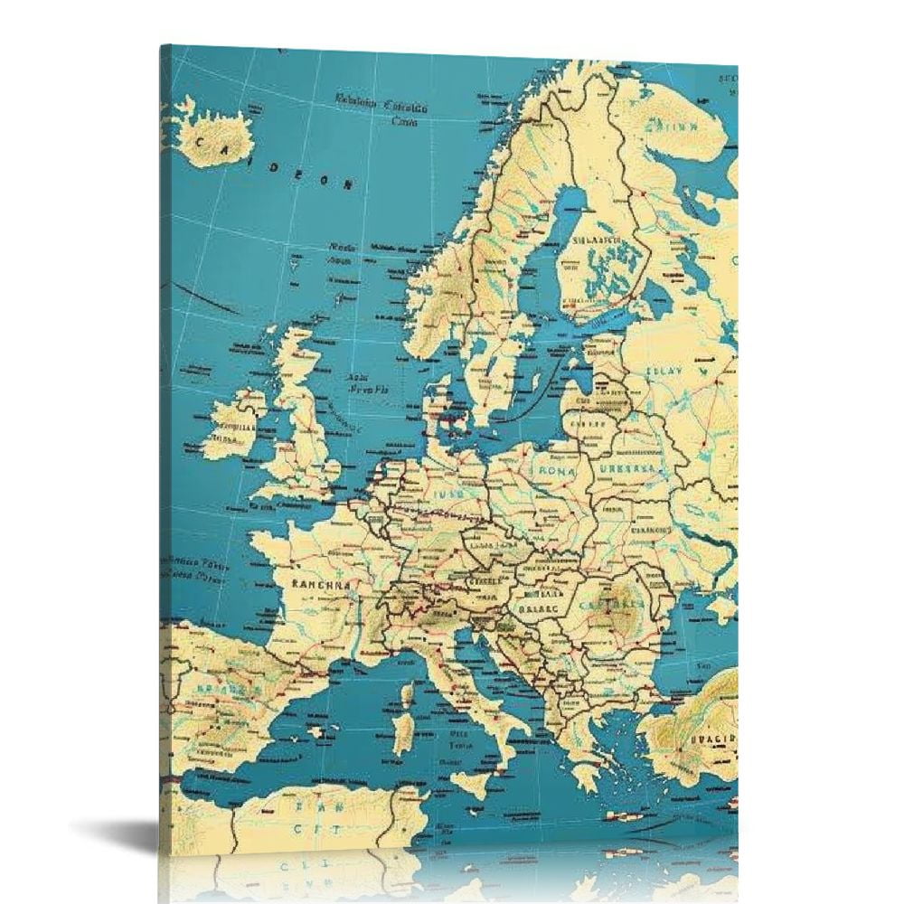 Jiayy Laminated Political Map of Europe Travel World Map with Cities in ...