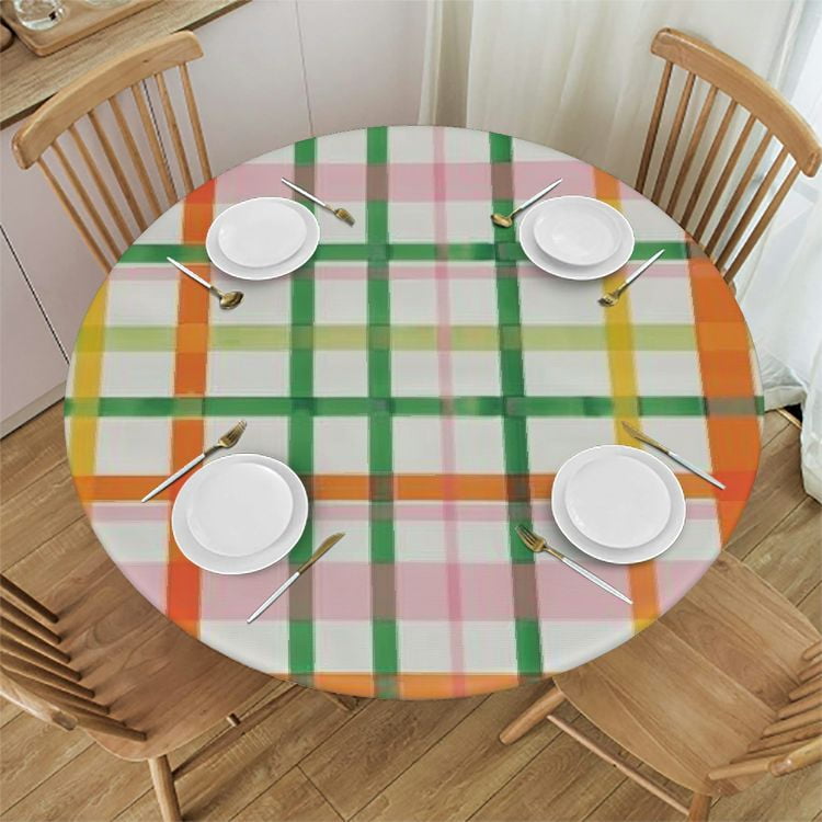 Jiayy Retro Red Checkered Modern Round Table Cloth Dining Table Table ...