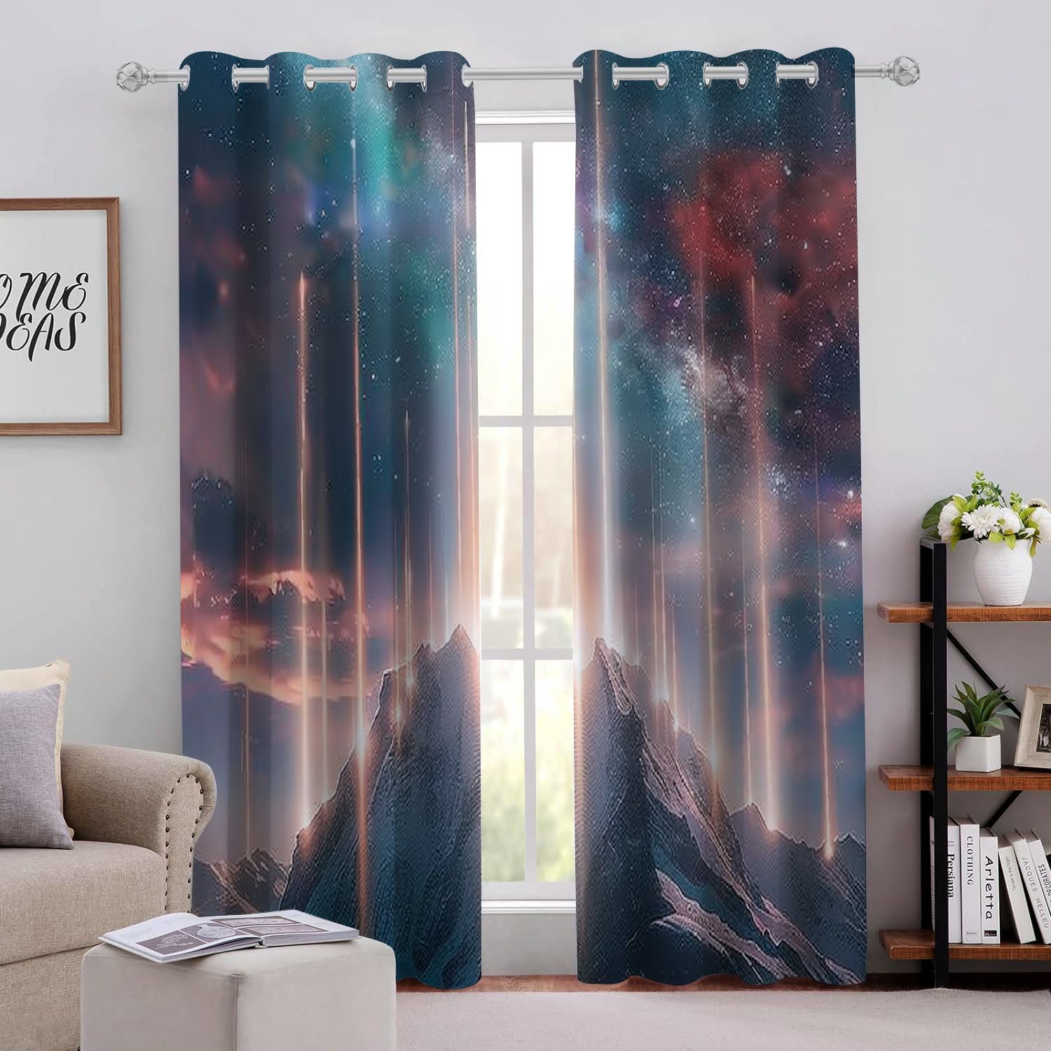 Jiayy Stars Beams Light Perforated Light Blocking Curtains 2-Pack ...