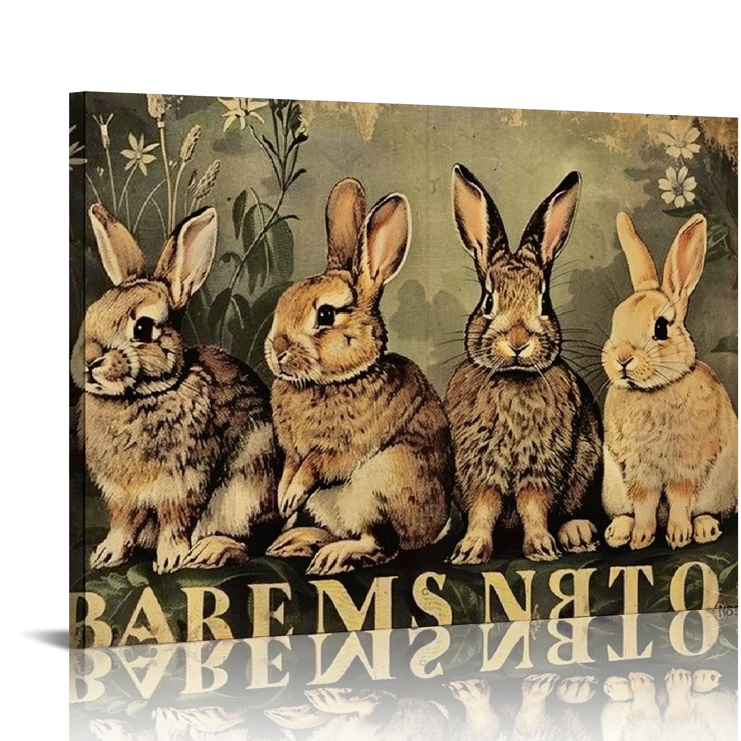 Jiayy Vintage Wall Decor Bunny Rabbit Poster,Motivational Quote,Vintage ...