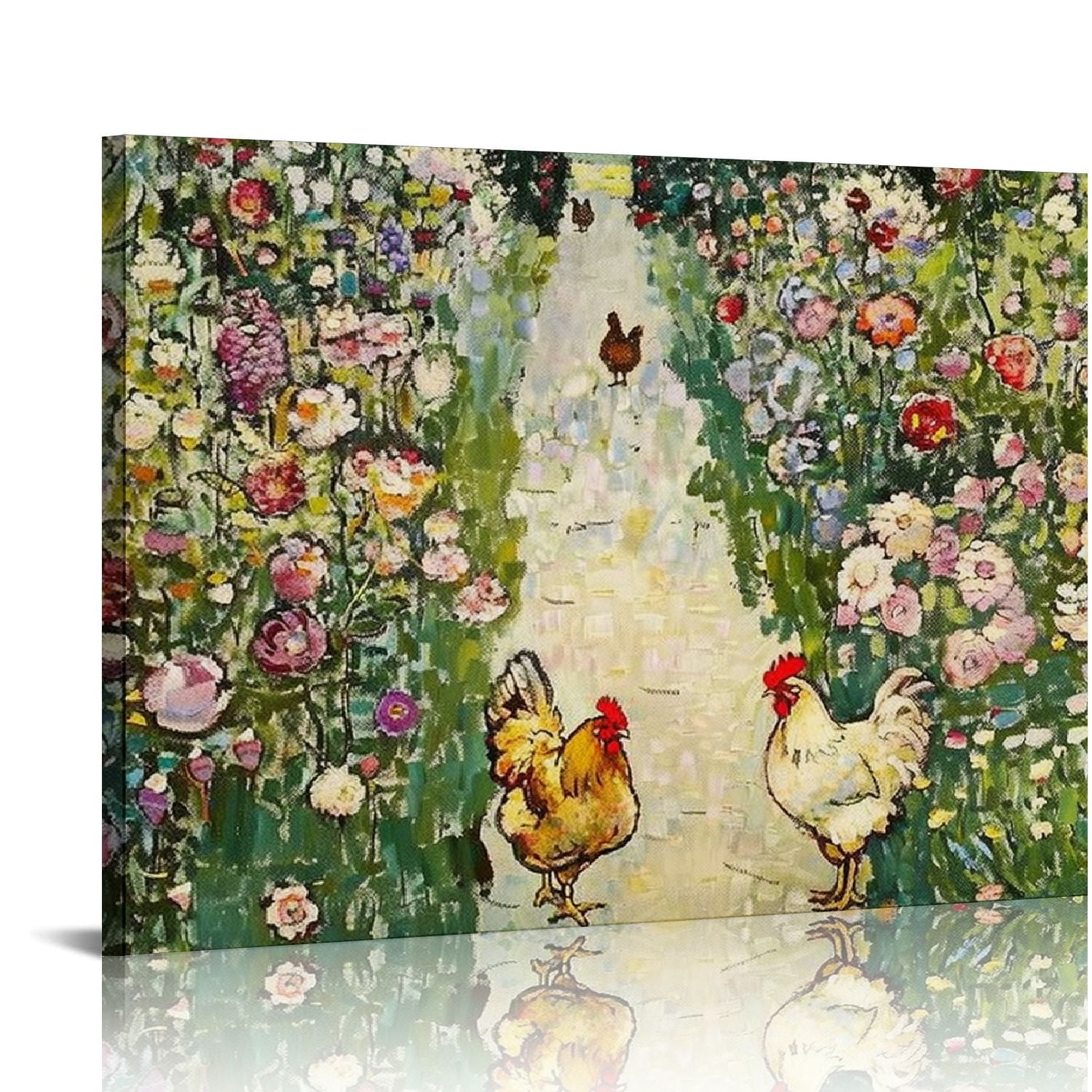 Jiayy Wall Art - Garden With Roosters Poster - Art Nouveau Print - Famous Painting Reproductions ...