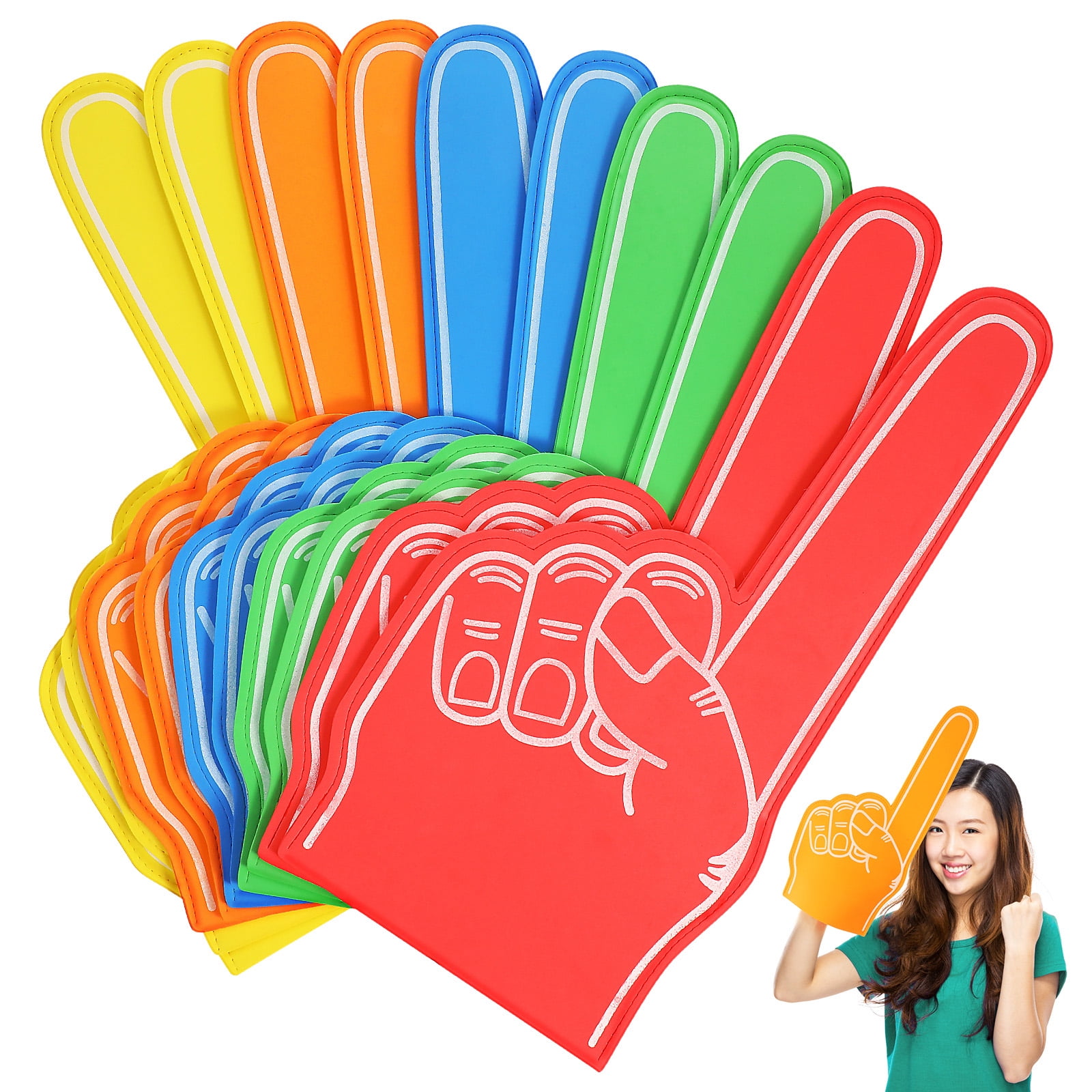 OUNONA 10Pcs EVA Foam Fingers for Gatherings and Parties Yellow Large Size - Walmart.com